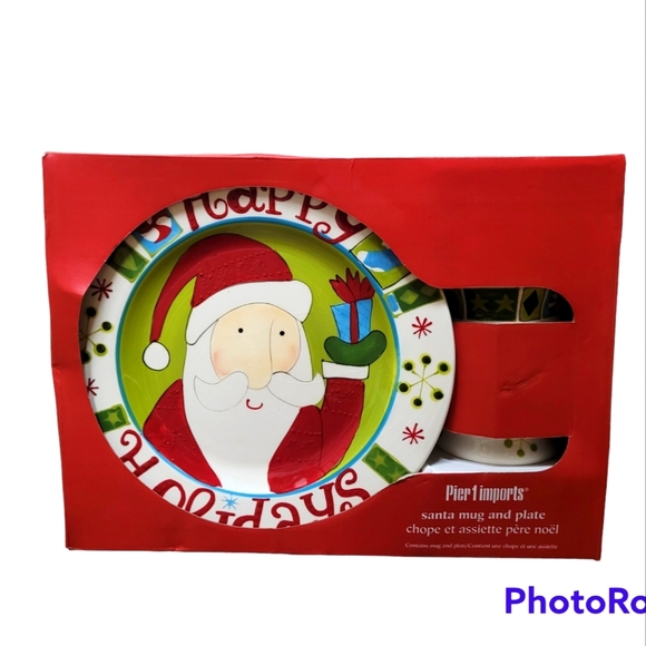 Pier 1 | Holiday | Pier Santa Milk Cookie Plate And Cup | Poshmark
